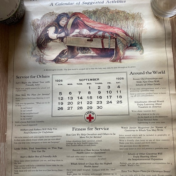 Vintage | Wall Decor | Vintage 926 Red Cross Calendar Poster | Poshmark